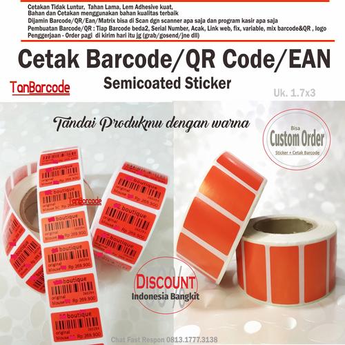 Jual cetak sticker Barcode QR semicoated warna 1.5x3cm - Jakarta Barat ...
