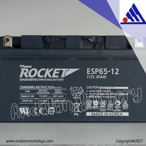 Jual BATERAI KERING ROCKET 12V 65Ah / VRLA ESP 65-12/AKI KERING 12V 65A ...