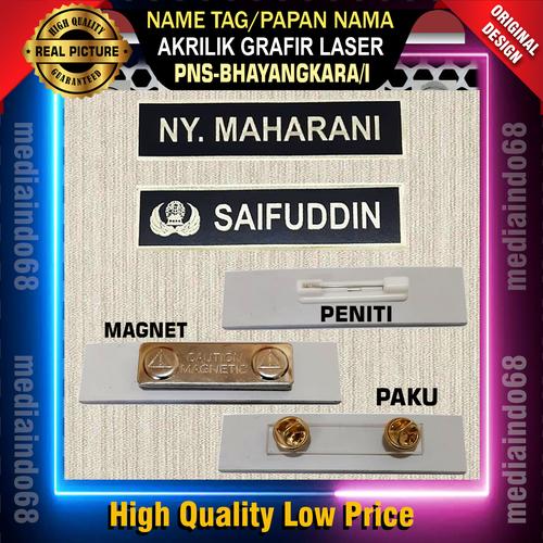 Jual Grafir Laser Papan Nama / Name Tag/Nama Dada Pegawai PNS /ASN ...