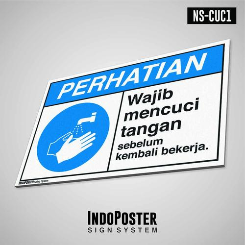 Jual Safety sign K3 PVC ANSI ISO wajib mencuci tangan sebelum bekerja ...