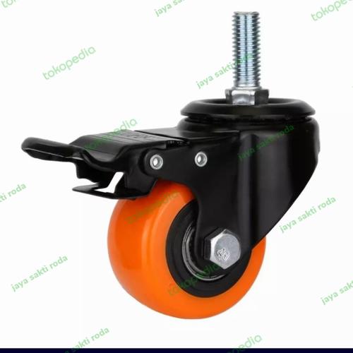 Jual Roda srew/drat lemari roda/rak pvc 2 inch oren srew putar+rem ...