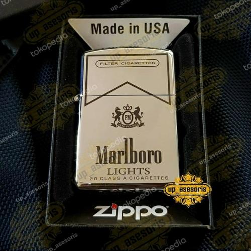 Jual Zippo Korek Api Silver polish Marlboro Custom Souvenir Kado ...