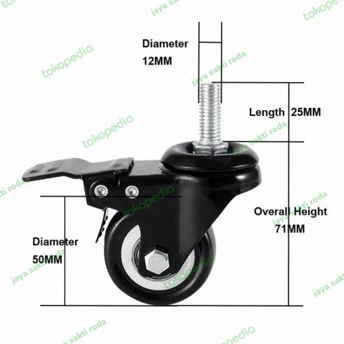 Jual Roda troli etalase pu 2 inch srew / drat putar+rem - Jakarta Barat ...