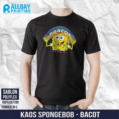 Jual Kaos Spongebob - Bacot | kartun | meme | t-shirt | sablon | patrick - L, Biru Navy - Kota ...