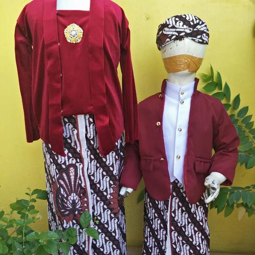 Jual Baju Anak Hewes Set Kebaya Adat Jawa Kostum Kartinian Merah Maroon ...