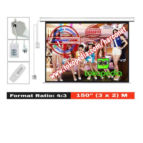 Jual Layar Proyektor (3 x 2) Meter 150" Format 4:3 Screen Motorized ...