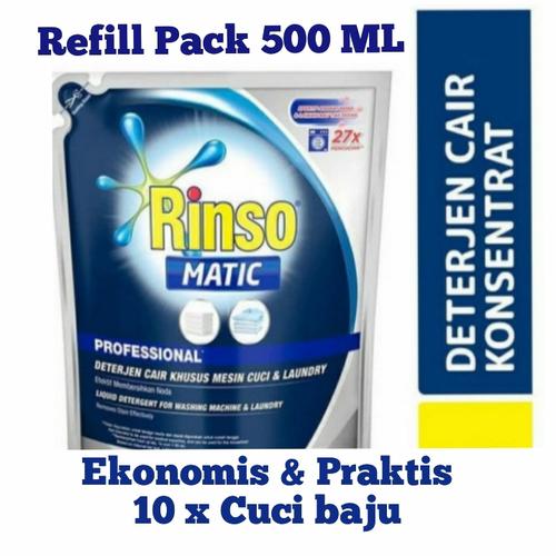Jual Refiil Pack Bottle 500 ml Rinso cair matic professional 10 x cuci ...