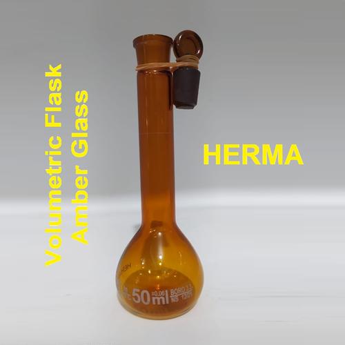 Jual LABU UKUR COKLAT 50 ML LABU TAKAR VOLUMETRIC FLASK WITH STOPPER ...