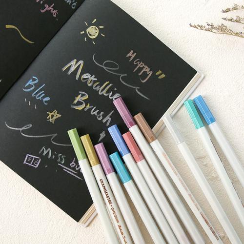 Jual Metallic Color Pen Brush Pen Metalik Drawing Creative Spidol warna ...