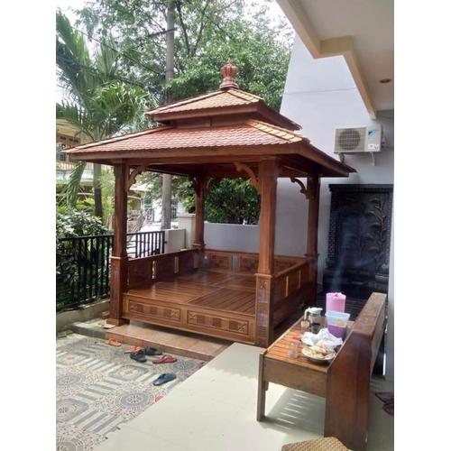 Jual gazebo kayu jati ukir atap tumpuk / saung / gazebo minimalis ...
