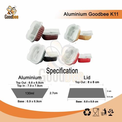 Jual Goodbee Aluminium Baking Cup K11 Kotak +tutup -130ml ( wadah + lid ) - coklat - Jakarta ...