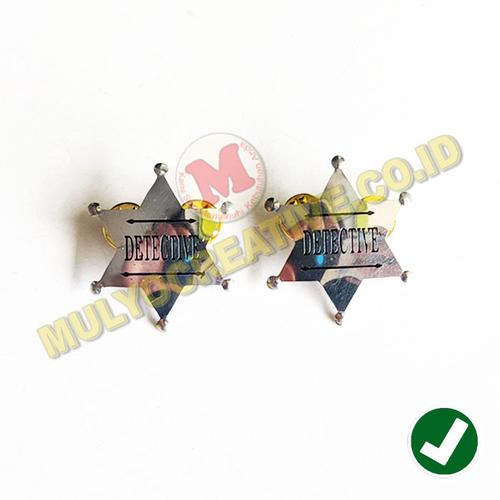 Jual Pin Bintang Detective Silver Pin Model Bintang Bahan Logam ...