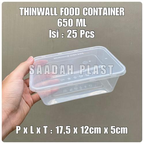 Jual Thinwall 650ml persegi panjang kotak makan container rectangle 650 ml - Jakarta Barat ...