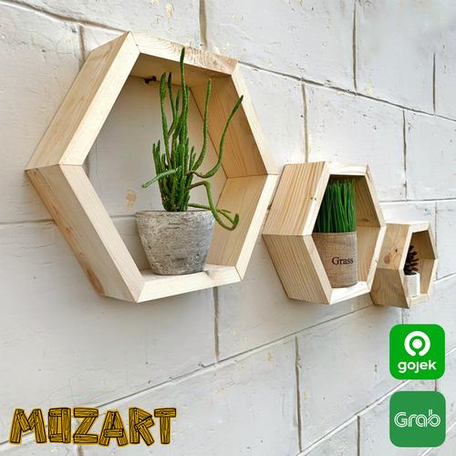 Jual RAK HEXAGONAL / FLOATING SHELVES / RAK DINDING 3 PCS 1 SET ...