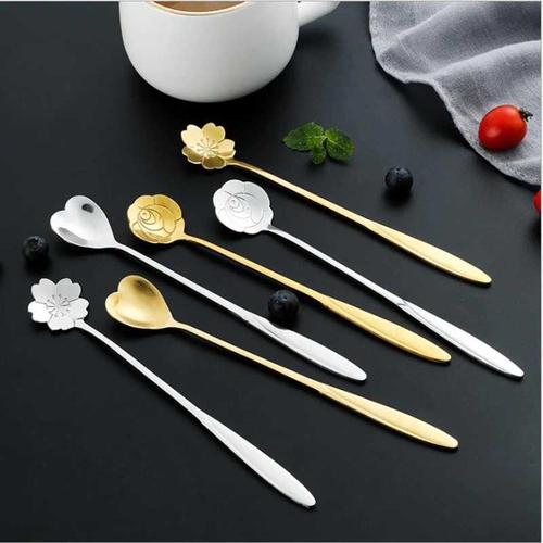 Jual Sendok Pengaduk Gagang Panjang Stainless - TC49 - Gold, flower ...