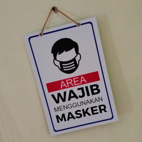 Jual Poster gantung - Poster Area Wajib Menggunakan Masker - Hard ...