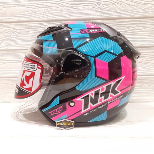 Jual HELM NHK R6 CUBE BLACK LIGHT BLUE PINK HALF FACE - XL - Kota ...