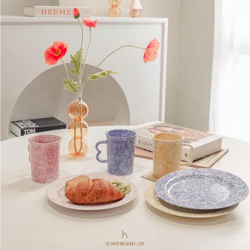 Jual Set Retro Plate Cup Speckled Estetik Korea/Gelas Piring Brintik ...