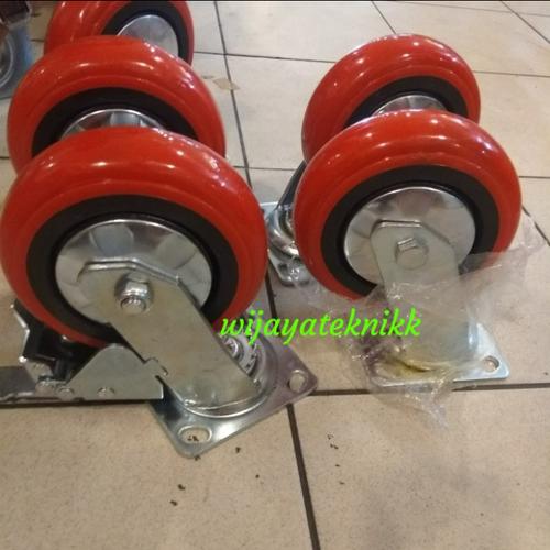 Jual Roda PU Heavy Duty 6 inch Technowheel 2 Rem 2 hidup kapasitas 1 ...