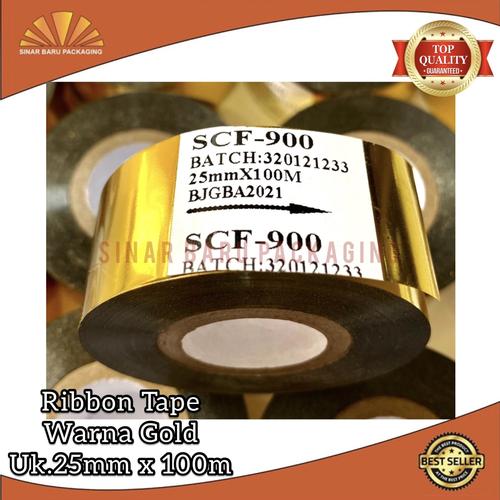Jual Ribbon Tape Gold 25mm x 100m Pita Coding Mesin High Quality - Kota ...