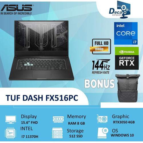 Promo ASUS TUF DASH FX516PC I735B6TO I7 11370H 8GB 512SSD RTX3050 4GB W10 Cicil 0% 3x - Jakarta ...