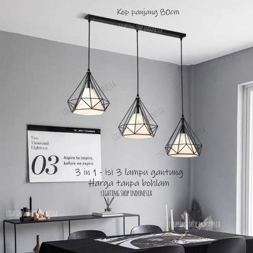 Jual Lampu gantung panjang hias 3in1 diamond kain minimalis meja makan - Jakarta Pusat ...