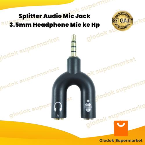Jual Splitter Audio Mic Jack 3.5mm Headphone Mic ke Hp - pakai bubble ...