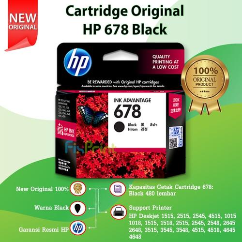 Jual Cartridge Tinta HP 678 Black Original CZ107AA Printer 4515 4645 ...