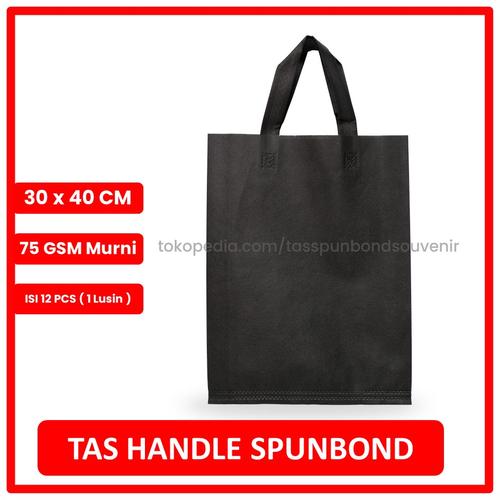 Jual Goodie Bag Spunbond Handle 30x40 Hitam Satuan / Tas Spunbond Polos ...