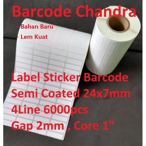 Jual Semi Coated 24x7mm 4 Line 6000pcs Gap2mm Core 1" Label Barcode ...