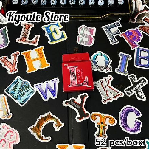 Jual 52 pcs Sticker Alphabet Huruf Alfabet Vintage Retro Scrapbook DIY ...