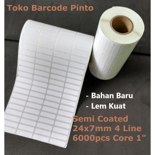 Jual Semi Coated 24x7mm 4 Line Gap2mm 6000pcs Core 1" Label Barcode ...