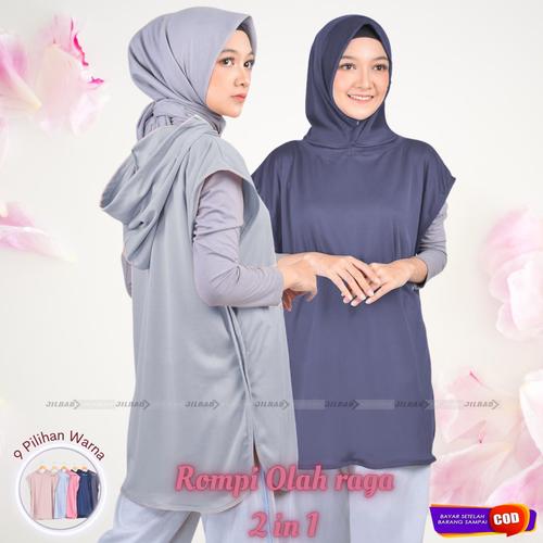 Jual Jilbab Rompi Muslimah Hijab Vest Luaran Sporty Olah Raga Hoodie ...
