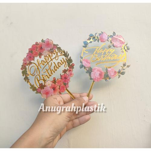 Jual Topper cake Motif Bunga Happy Birthday - Kota Surabaya ...
