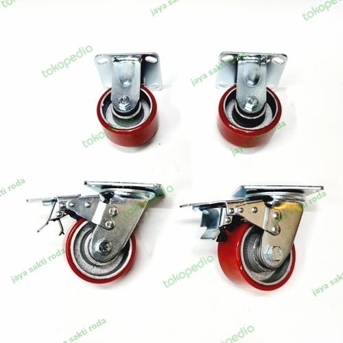 Jual Roda Pu Merah Heavy Duty 4 Inch Rem/Mati - Jakarta Barat - Jaya ...