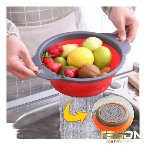 Promo Baskom Saringan Lipat Silikon Tempat Cuci Peniris Beras Buah ...
