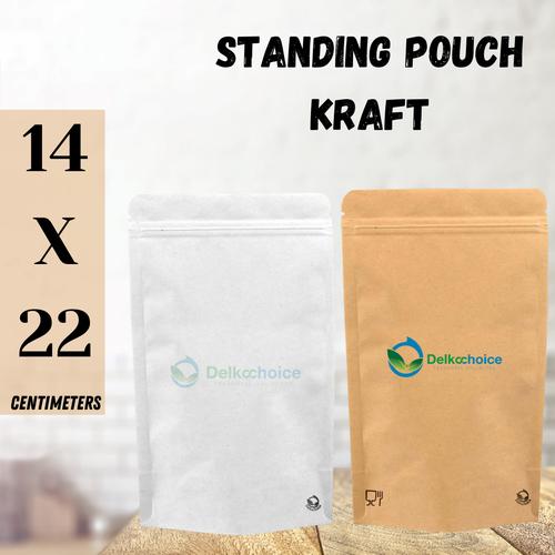 Jual STANDING POUCH ZIPLOCK KEMASAN MAKANAN FULL KRAFT PREMIUM 14X22 ...