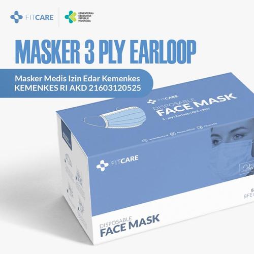 Jual Masker 3 ply Fitcare isi 50pcs - Earloop - Kota Bandung ...