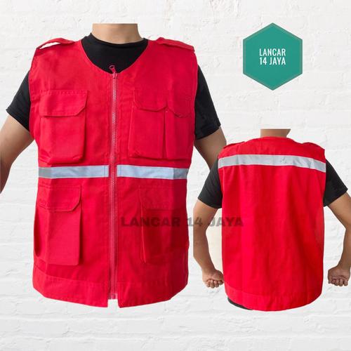 Jual Rompi Safety Proyek Lapangan Berlogo K3 dan Bendera - Merah, M ...