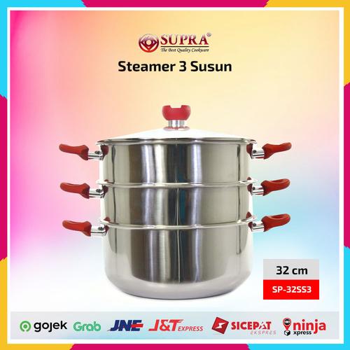 Promo Supra Super Steamer 32 Panci Stainless 3 Susun Tutup Kaca Cicil 0 ...