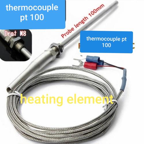 Jual thermocouple pt100 dia: 8mm x 200mm drat 1/2 inch. - kabel 16,5 ...