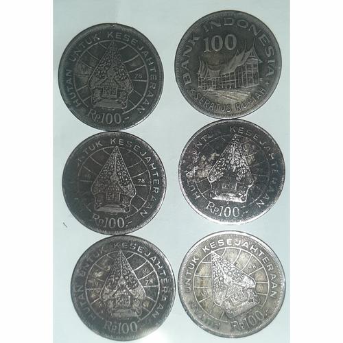 Jual UANG LOGAM KUNO INDONESIA Rp 100 WAYANG TAHUN 1976 paket isi 6koin ...