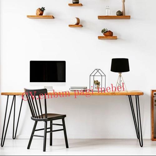 Jual meja kerja top table minimalis modern kayu mahoni asli uk ...