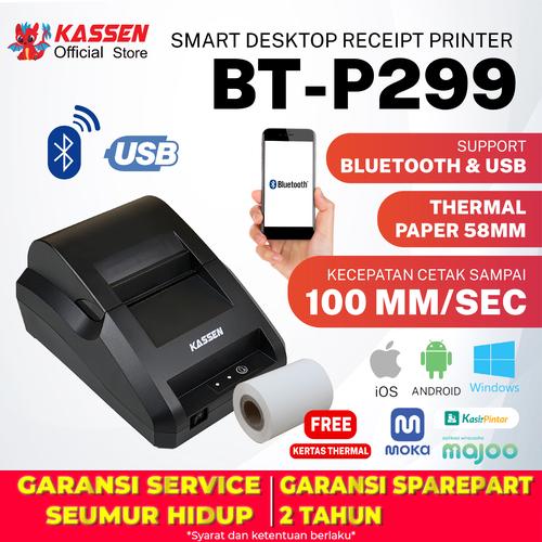 Jual PRINTER KASIR MINI THERMAL KERTAS 58MM KASSEN BTP299 USB BLUETOOTH ...