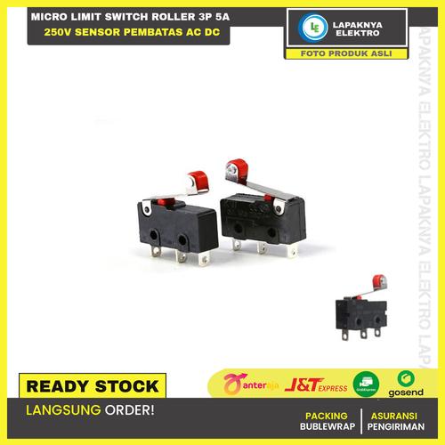 Jual micro limit switch roller roda 3p 3 pin 5A 250V sensor pembatas AC DC - Kab. Tangerang ...