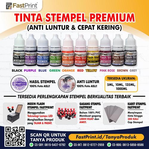 Jual Tinta Stempel Flash Fast Print Warna Biru (Blue Ink) 5ml - Cokelat ...