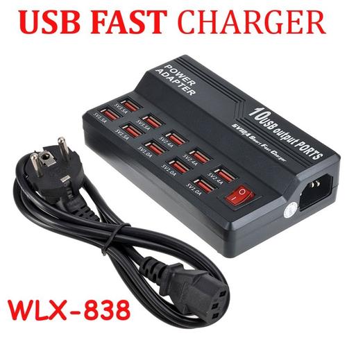 Promo USB Power Adapter 10 Port Max output 12A Fast Charger Universal ...