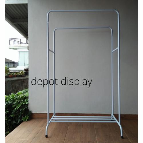 Jual Gawang Baju Oval Putih 2 Sisi Display Baju Rak Gantungan Baju - BH ...