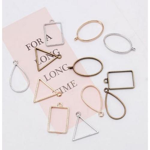 Jual Open Silver Bezels - Circle/Rectangle/Moon/Droplet Shape (5pc ...