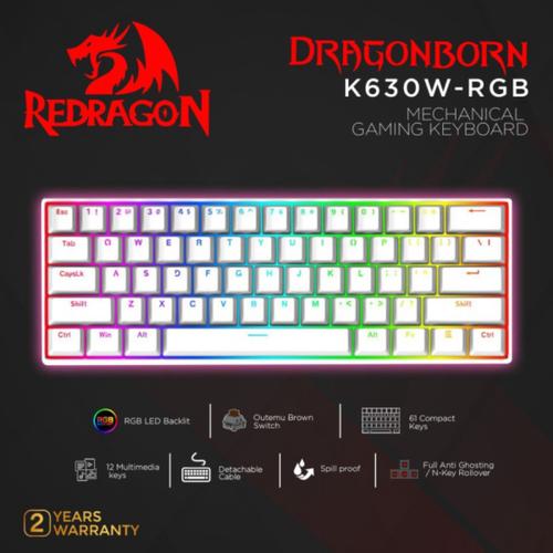 Promo Redragon Mechanical Gaming Keyboard RGB DRAGONBORN WHITE - K630W ...